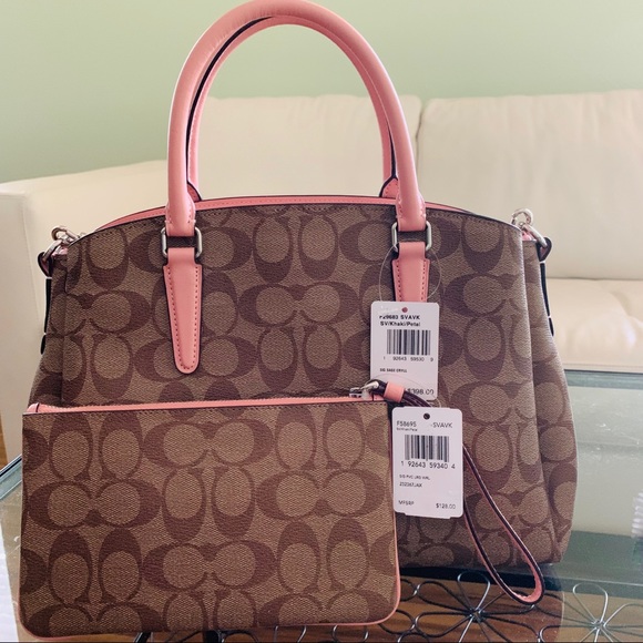 Coach | Bags | Coach Signature Carryall Pvc Sage Petal Wallet Set ...